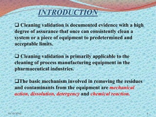 Cleaning validation presentation | PPTX