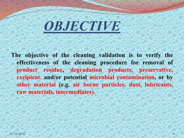 Cleaning validation presentation | PPTX