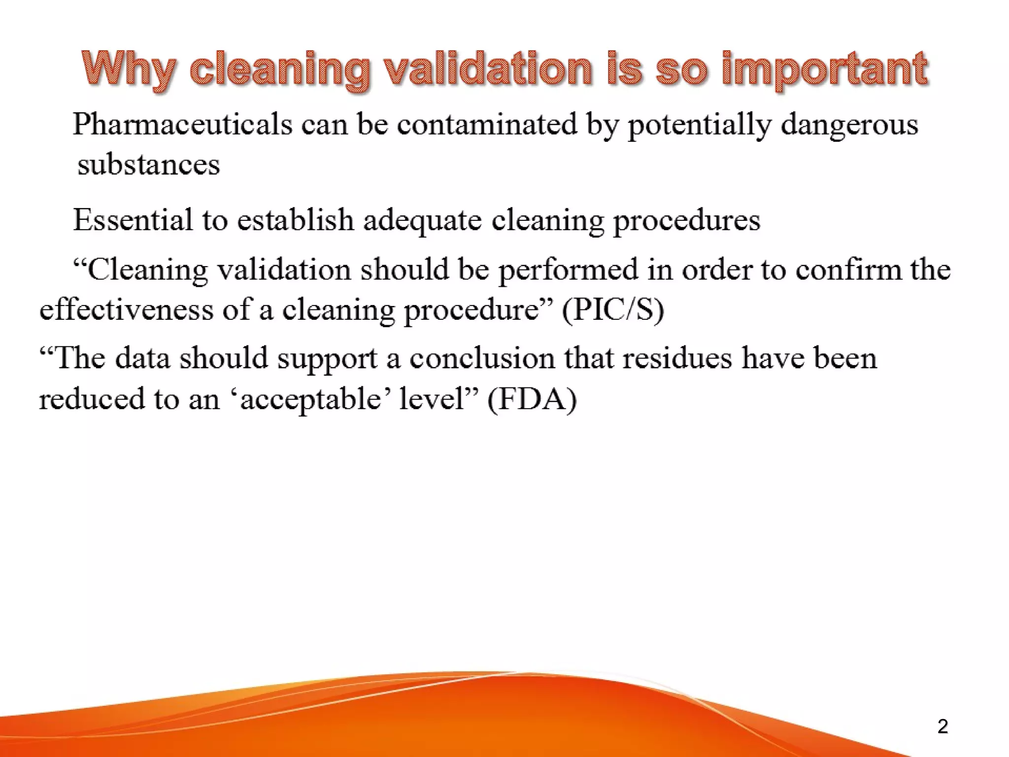 Cleaning validation presentation(1) | PPT