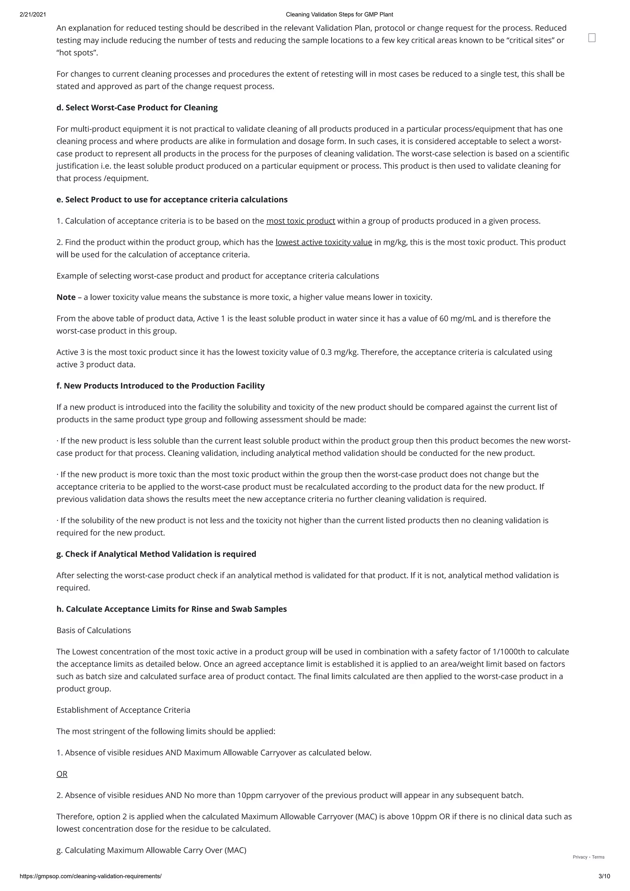 Cleaning validation steps for gmp plant | PDF