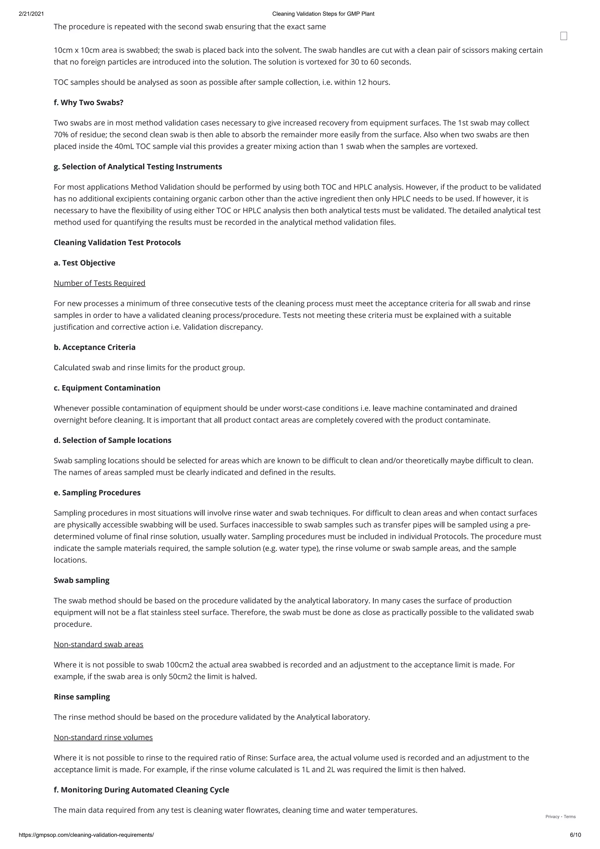 Cleaning validation steps for gmp plant | PDF