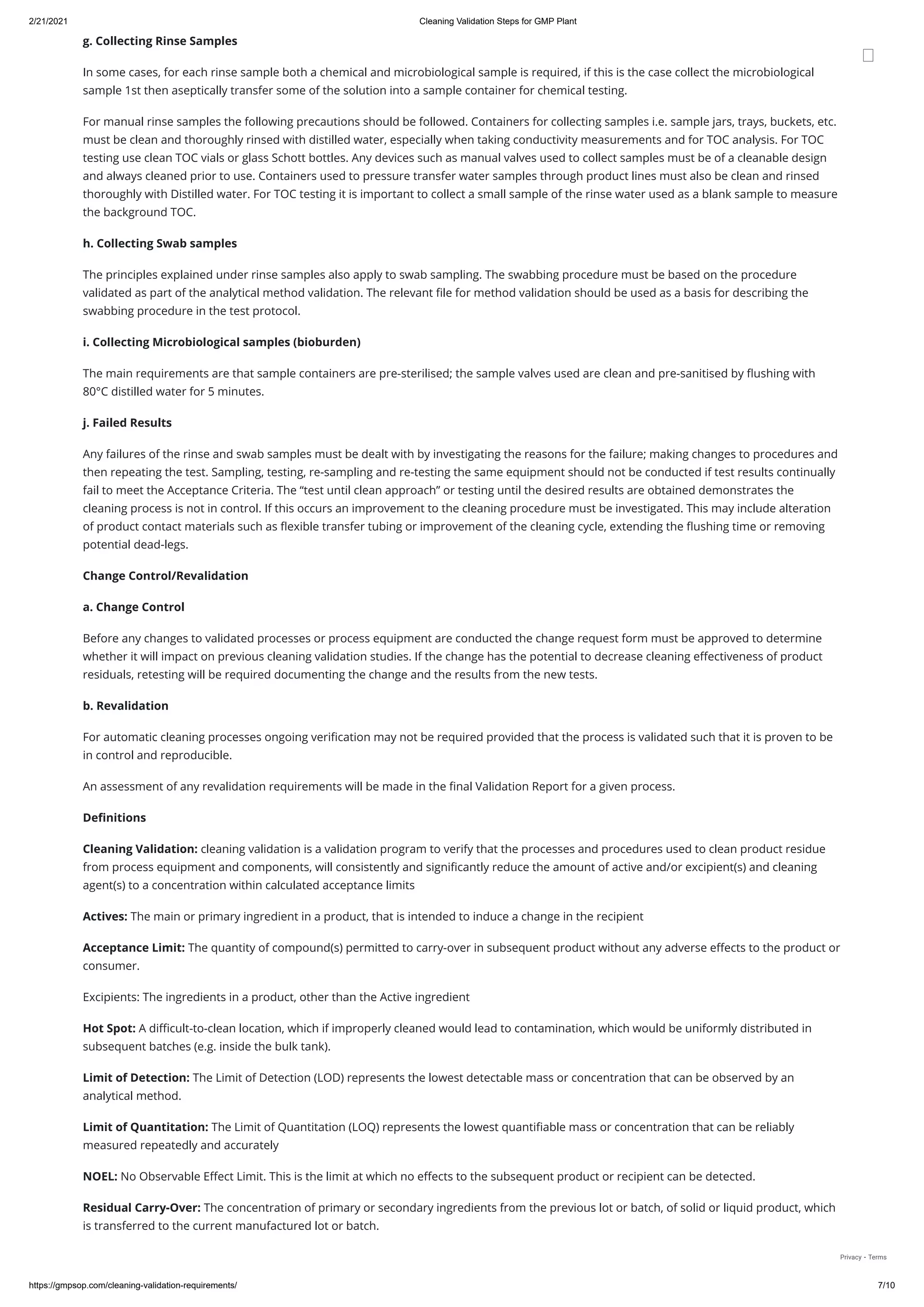 Cleaning validation steps for gmp plant | PDF