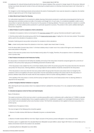 Cleaning validation steps for gmp plant | PDF