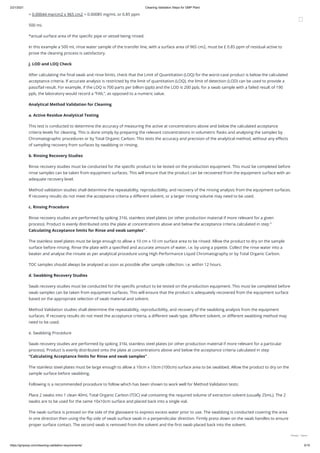 Cleaning validation steps for gmp plant | PDF