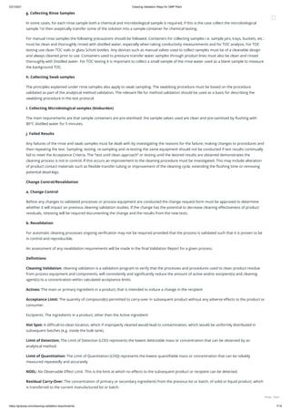 Cleaning validation steps for gmp plant | PDF