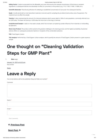 Cleaning validation steps for gmp plant | PDF