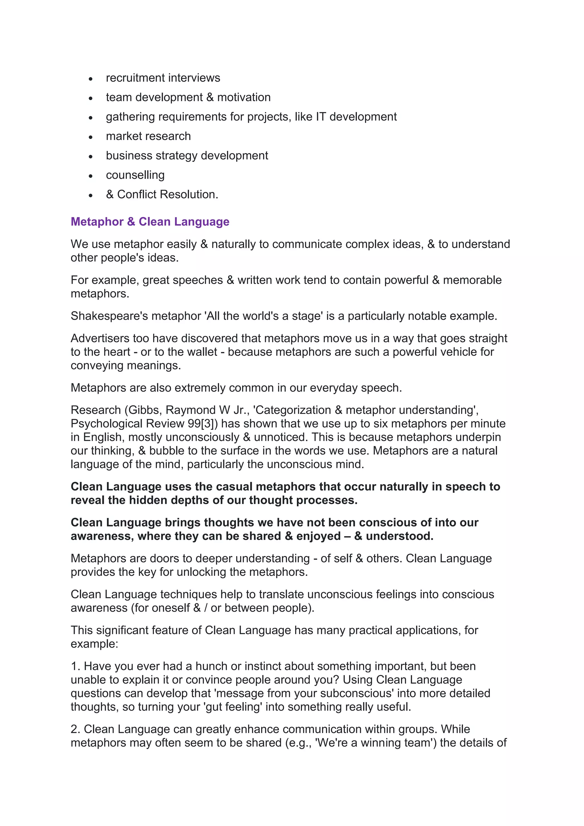 Clean Language - a free guide to transforming conversations | PDF