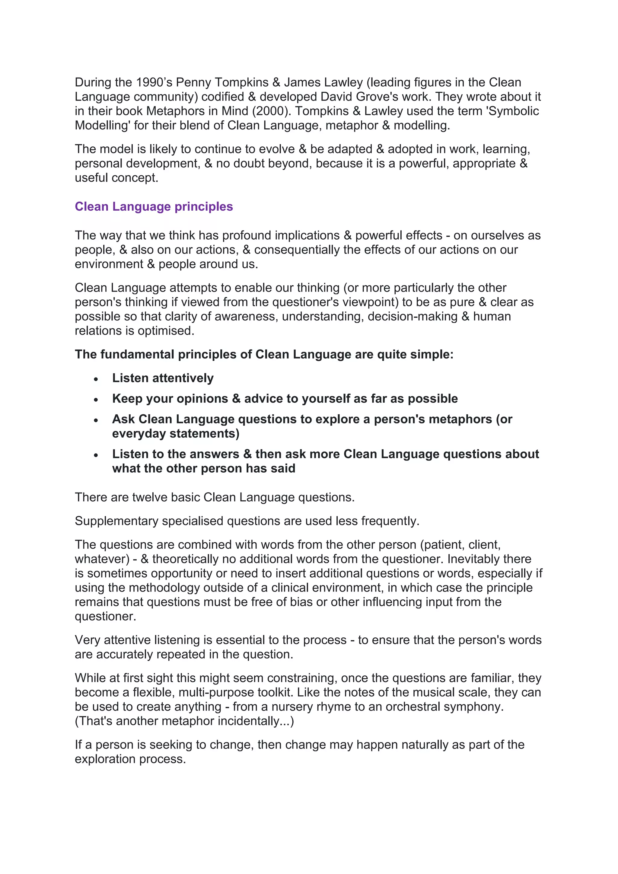 Clean Language - a free guide to transforming conversations | PDF