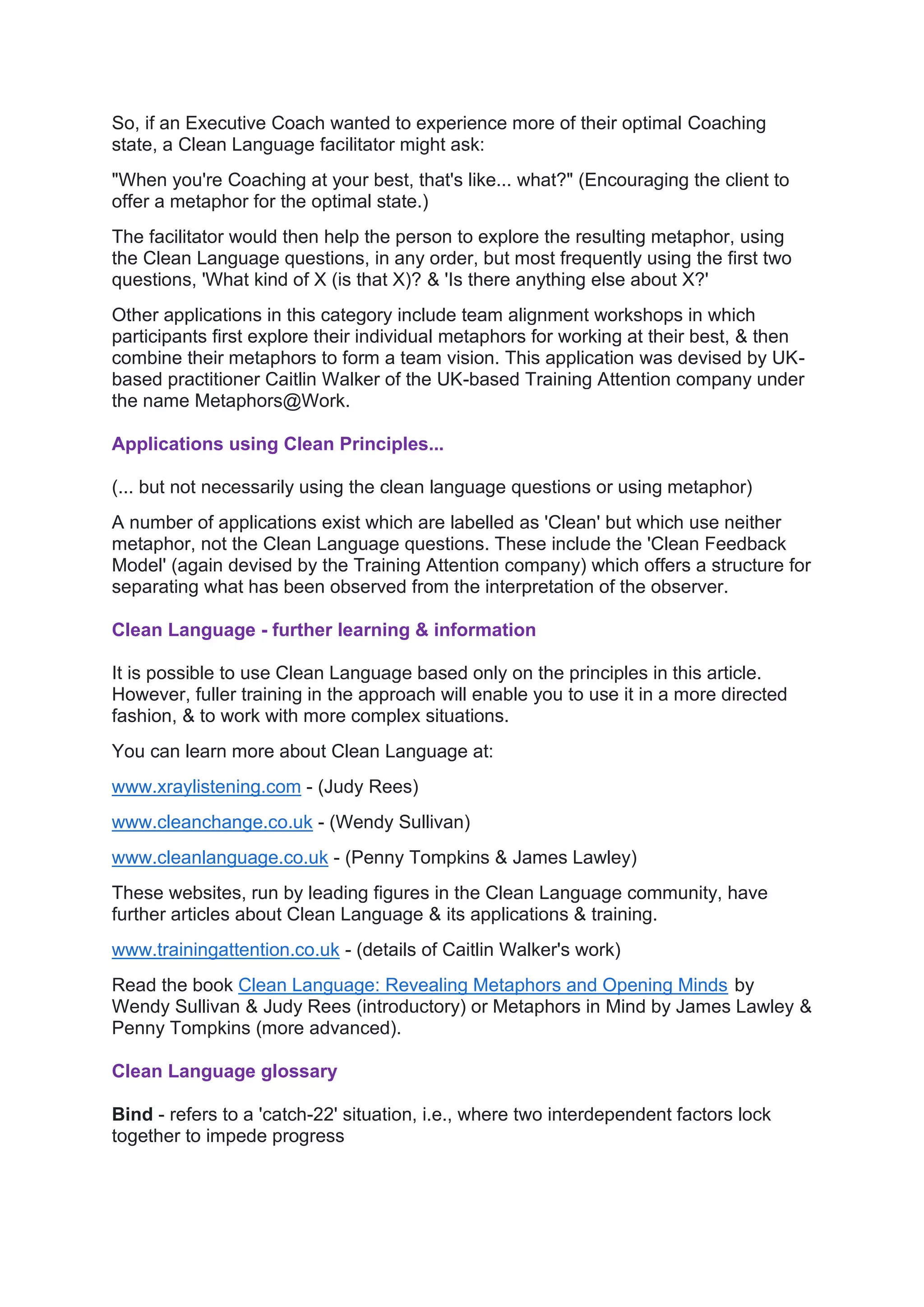 Clean Language - a free guide to transforming conversations | PDF