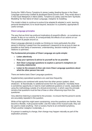 Clean Language - a free guide to transforming conversations | PDF ...