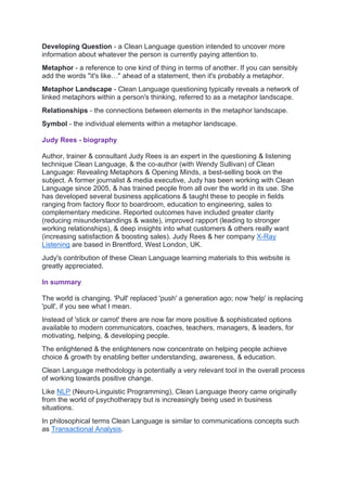 Clean Language - a free guide to transforming conversations | PDF ...