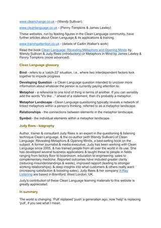 Clean Language – a guide to David Grove’s methods with examples ...