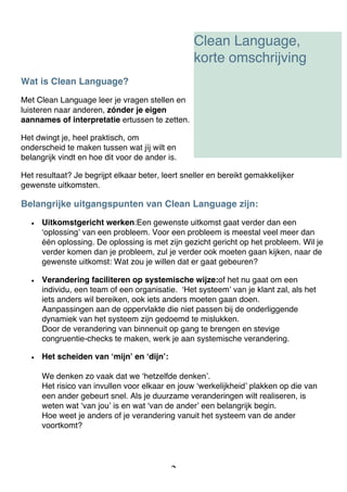 Informatie over Clean Language nederland | PDF