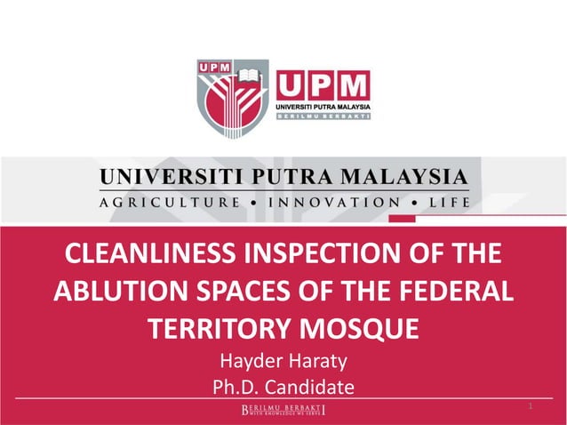 CLEANLINESS INSPECTION OF THE ABLUTION SPACES OF THE FEDERAL TERRITORY ...