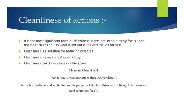 Cleanliness of thoughts & actions | PPTX