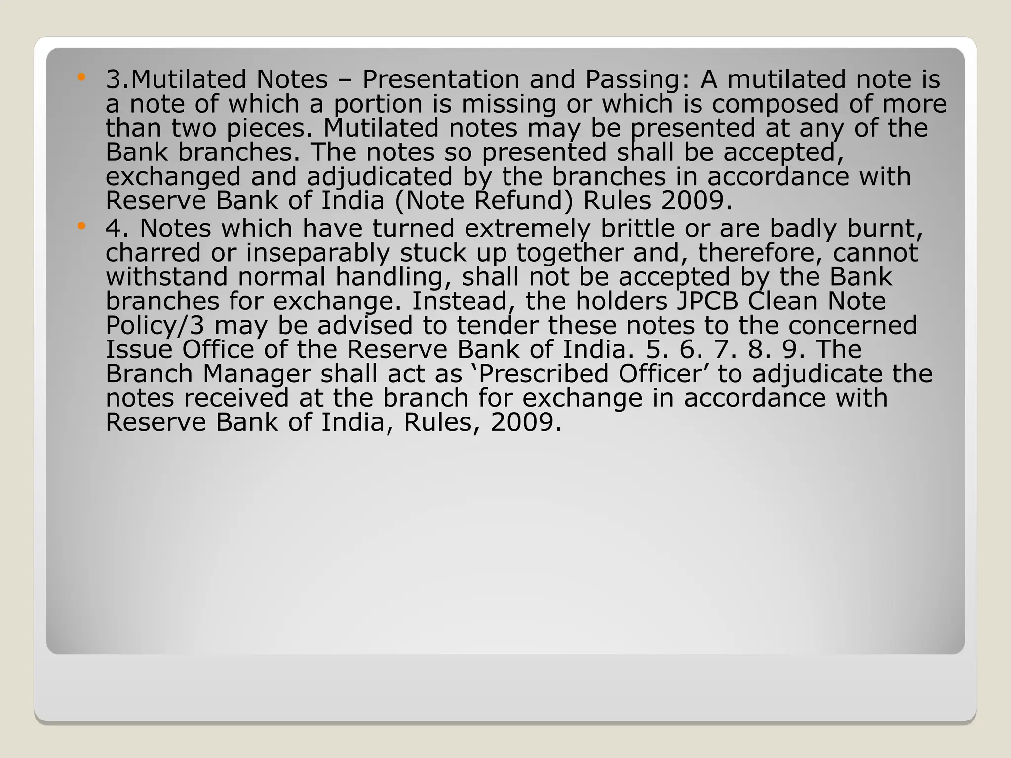 Clean Note Policy PPT for the bankers to follow | PPT