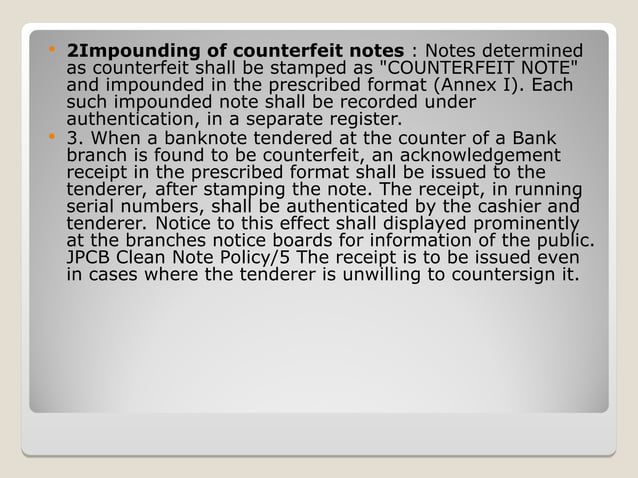 Clean Note Policy PPT for the bankers to follow | PPT