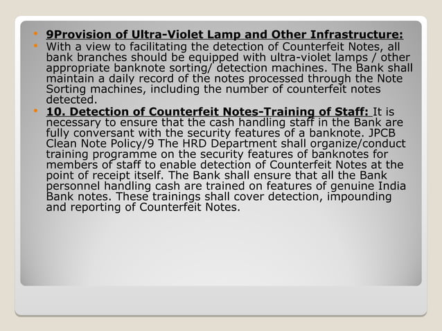 Clean Note Policy PPT for the bankers to follow | PPT