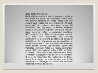 Clean Note Policy PPT for the bankers to follow | PPT