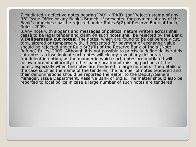 Clean Note Policy PPT for the bankers to follow | PPT