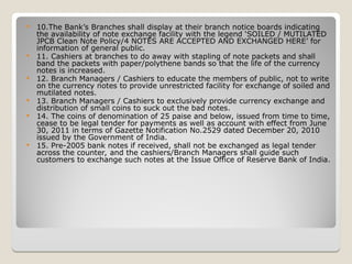 Clean Note Policy PPT for the bankers to follow | PPT