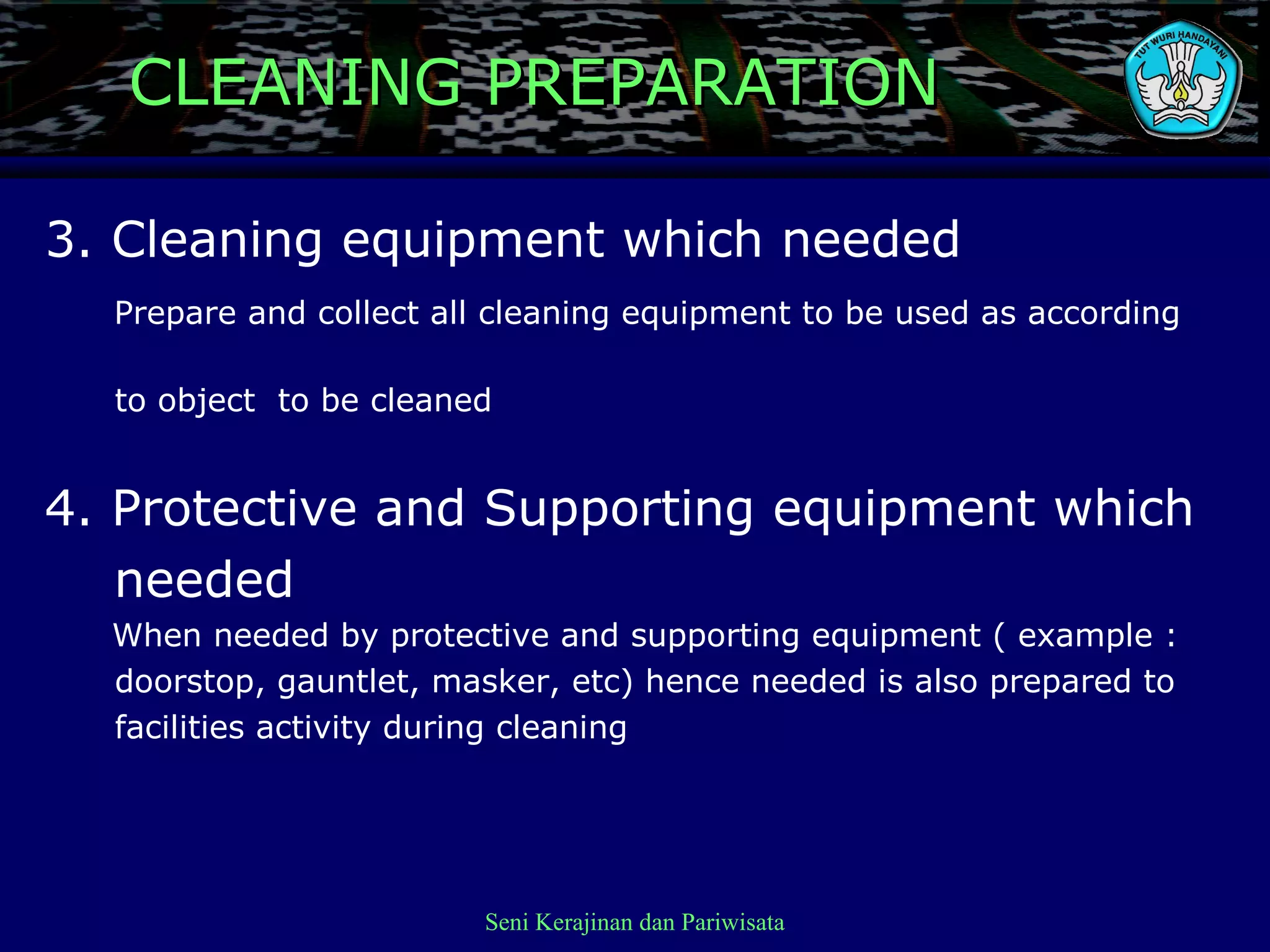 Clean premises and equipment | PPT