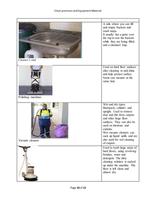 Clean premisese and equipments | DOCX