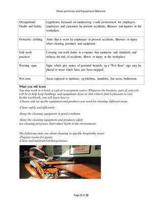 Clean premisese and equipments | DOCX