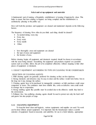 Clean premisese and equipments | DOCX