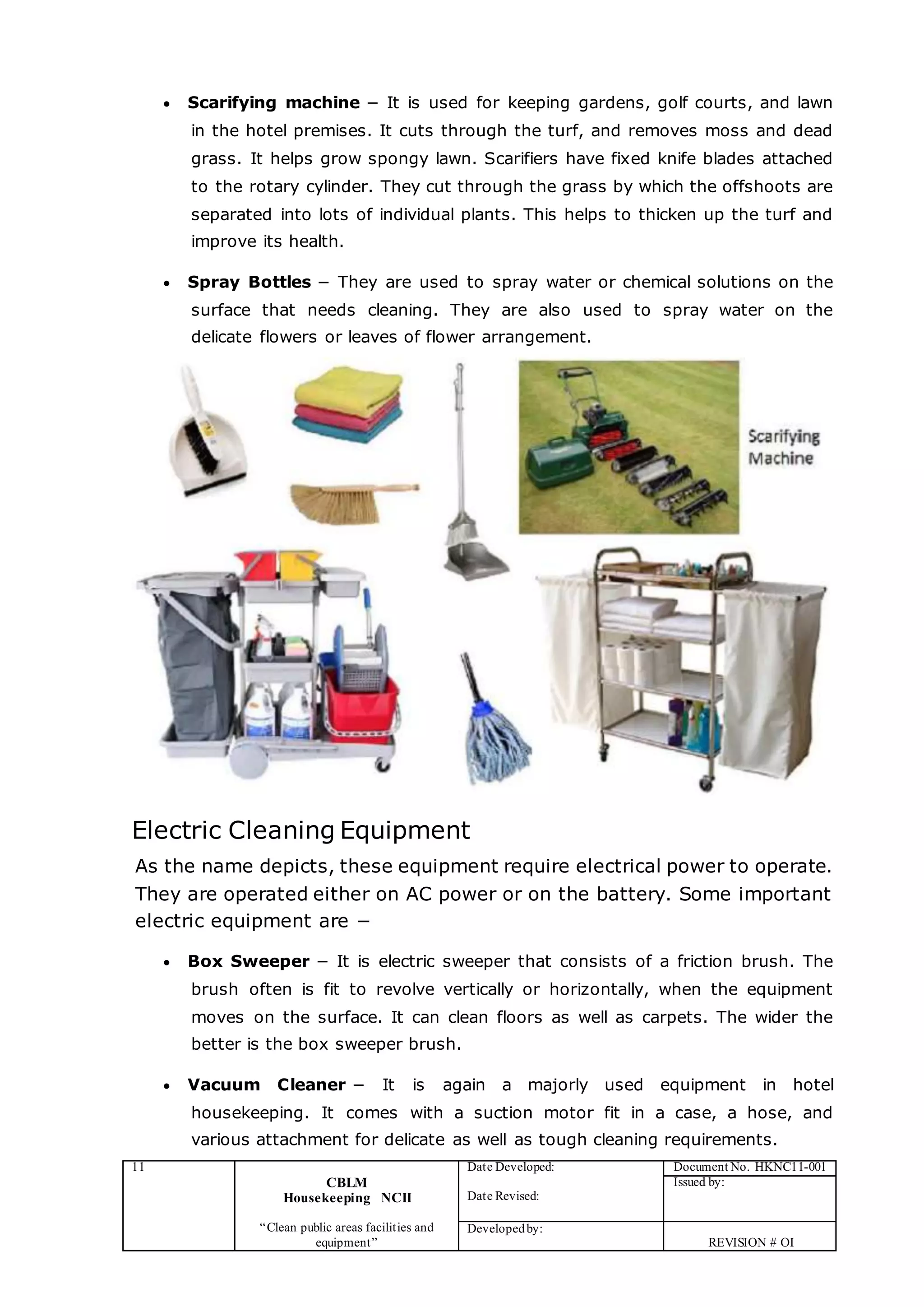 Clean public areas, facilities & equipment | DOCX