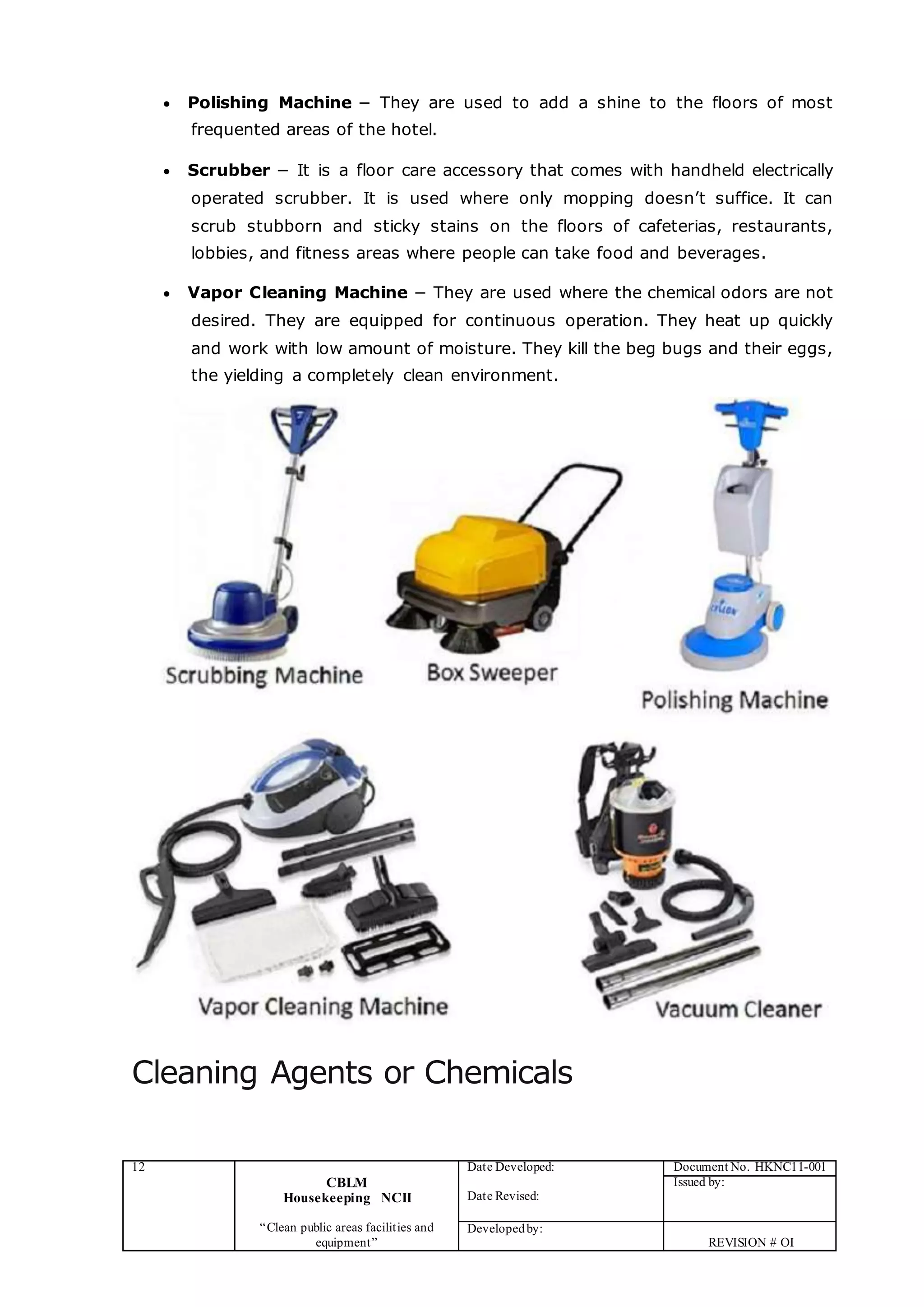 Clean public areas, facilities & equipment | DOCX