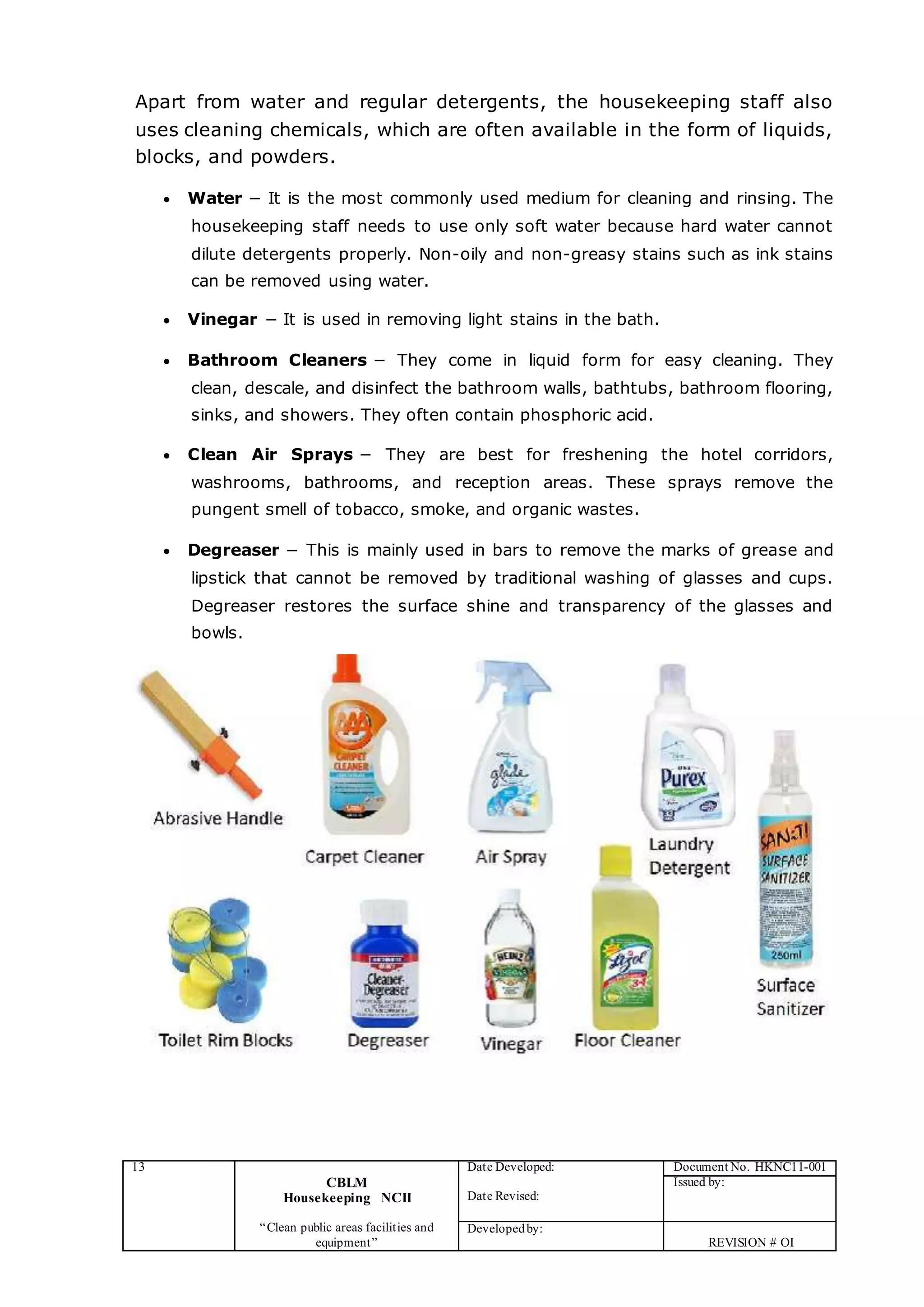 Clean public areas, facilities & equipment | DOCX