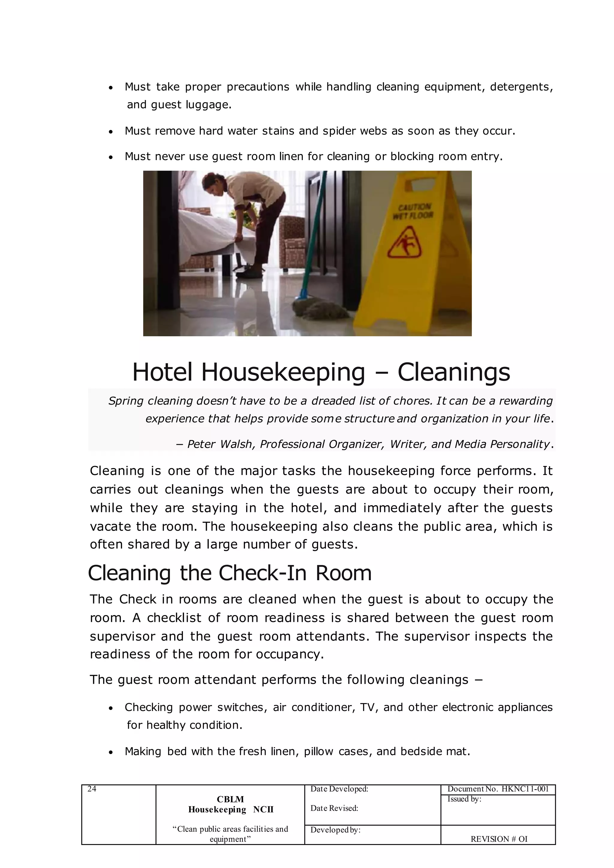 Clean public areas, facilities & equipment | DOCX