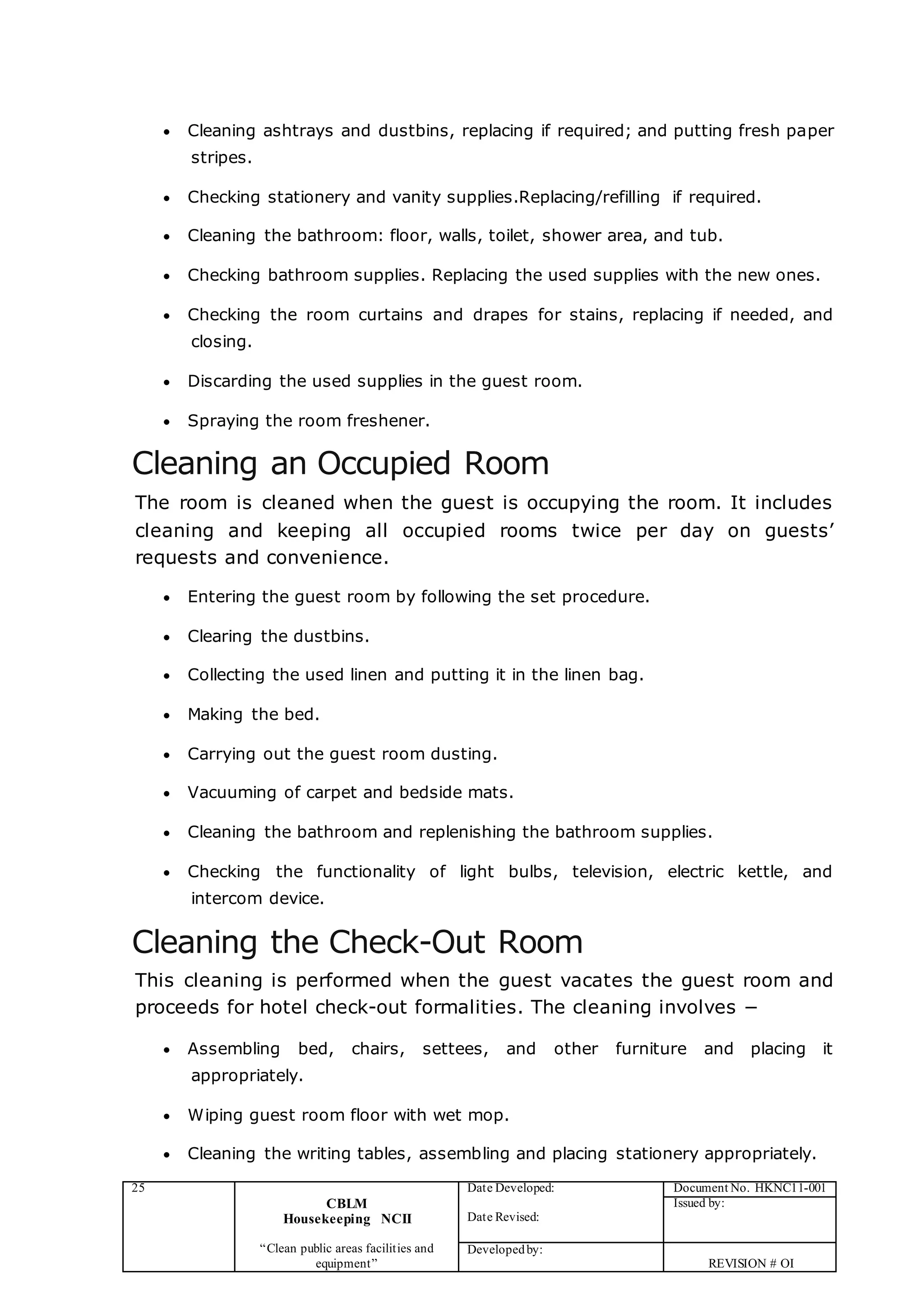 Clean public areas, facilities & equipment | DOCX