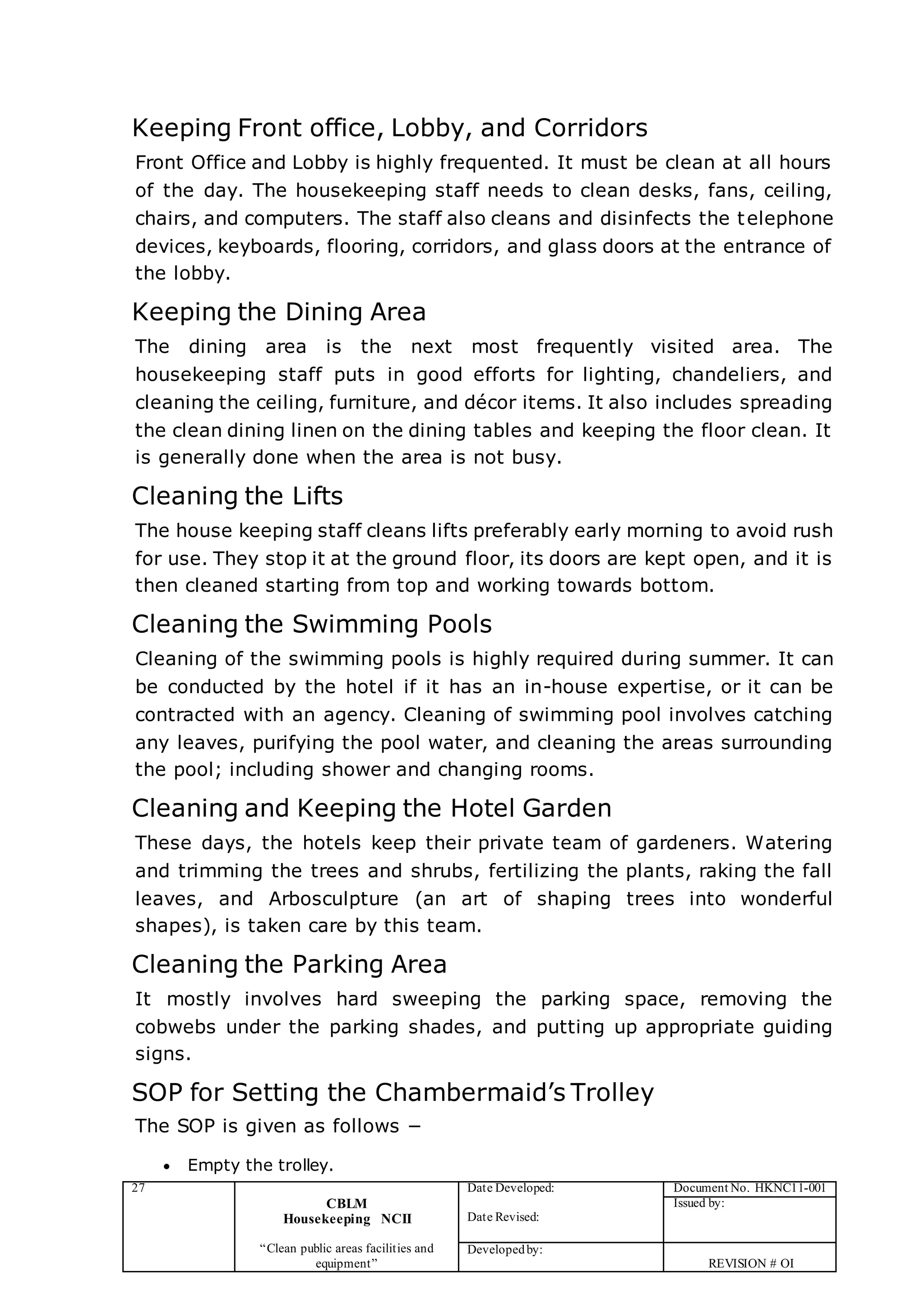 Clean public areas, facilities & equipment | DOCX