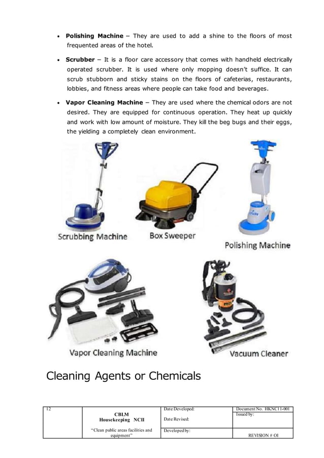 Clean public areas, facilities & equipment | DOCX