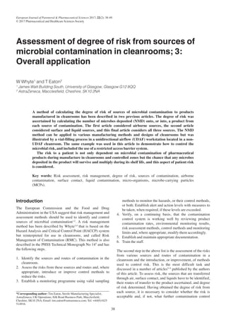 cleanroom contamination.pdf | Infectious Diseases | Diseases and Conditions