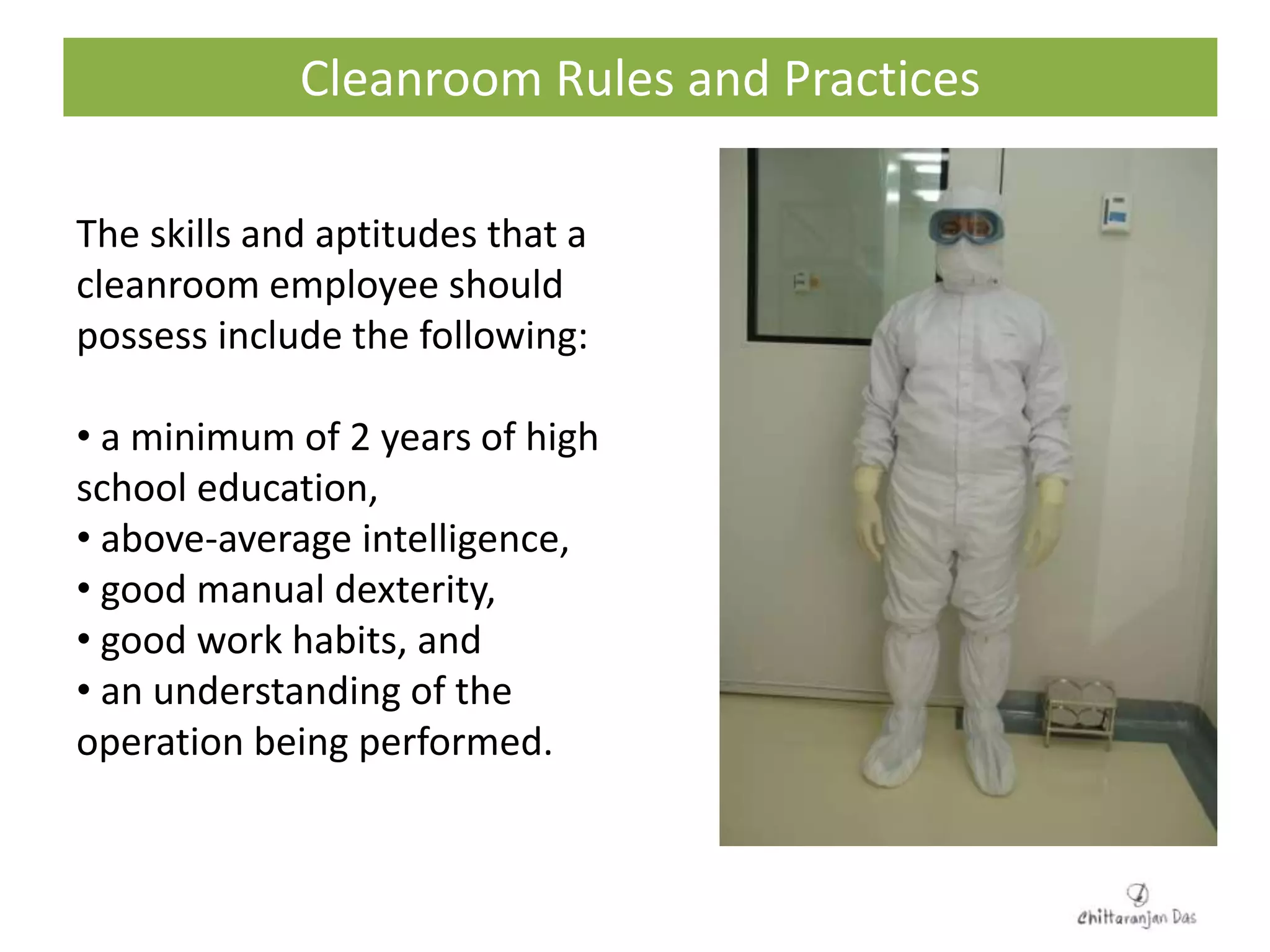 Cleanroom rules and practices | PPTX