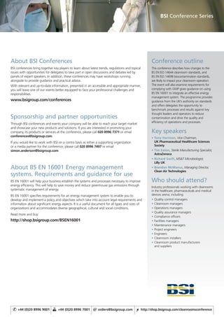 BSI Cleanrooms Conference 2010 | PDF