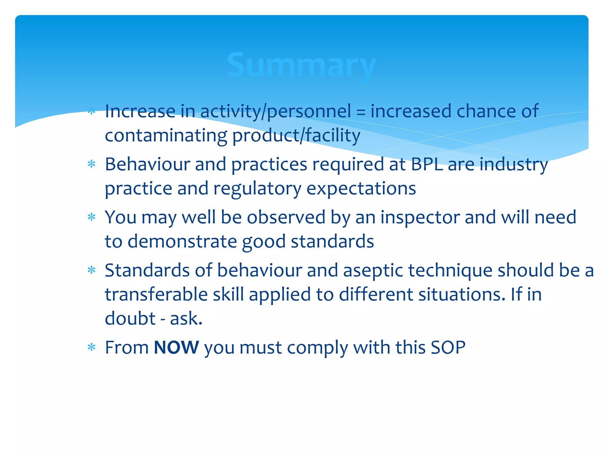 Cleanroom sop slides | PPTX