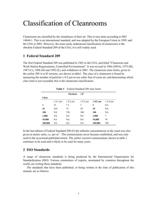 Clean room standards | PDF
