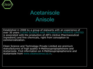 Acetanisole, 4-Methoxyphenol, 2-Methoxyphenol | PPT