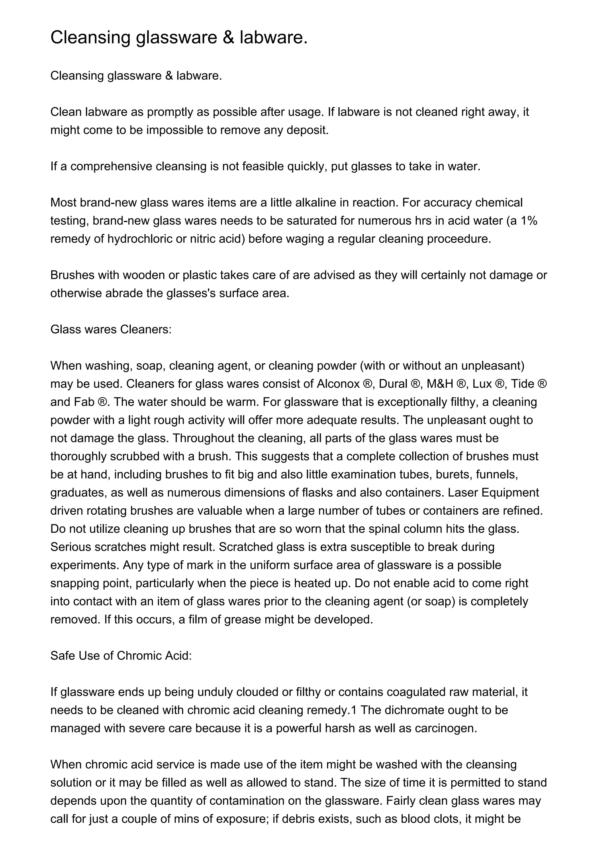 Cleansing glassware & labware. | PDF