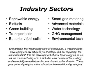 Cleantech Job Skills Inventory and Careers | PPT | Power and Energy ...