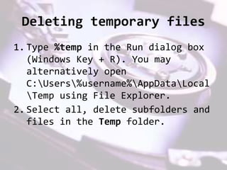 Clean Up Windows Log Files | PPTX | Browsers | Computer Software and ...