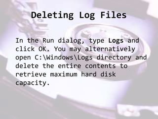 Clean Up Windows Log Files | PPTX | Browsers | Computer Software and ...