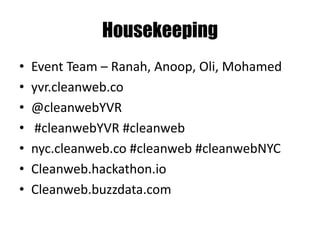 Cleanweb housekeeping | PPTX
