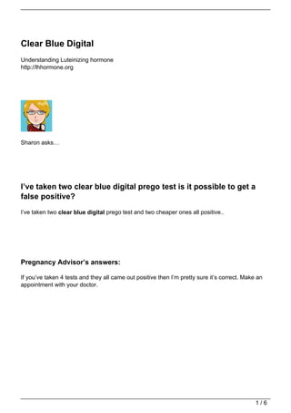 Clear Blue Digital | PDF | Pregnancy | Reproductive Health