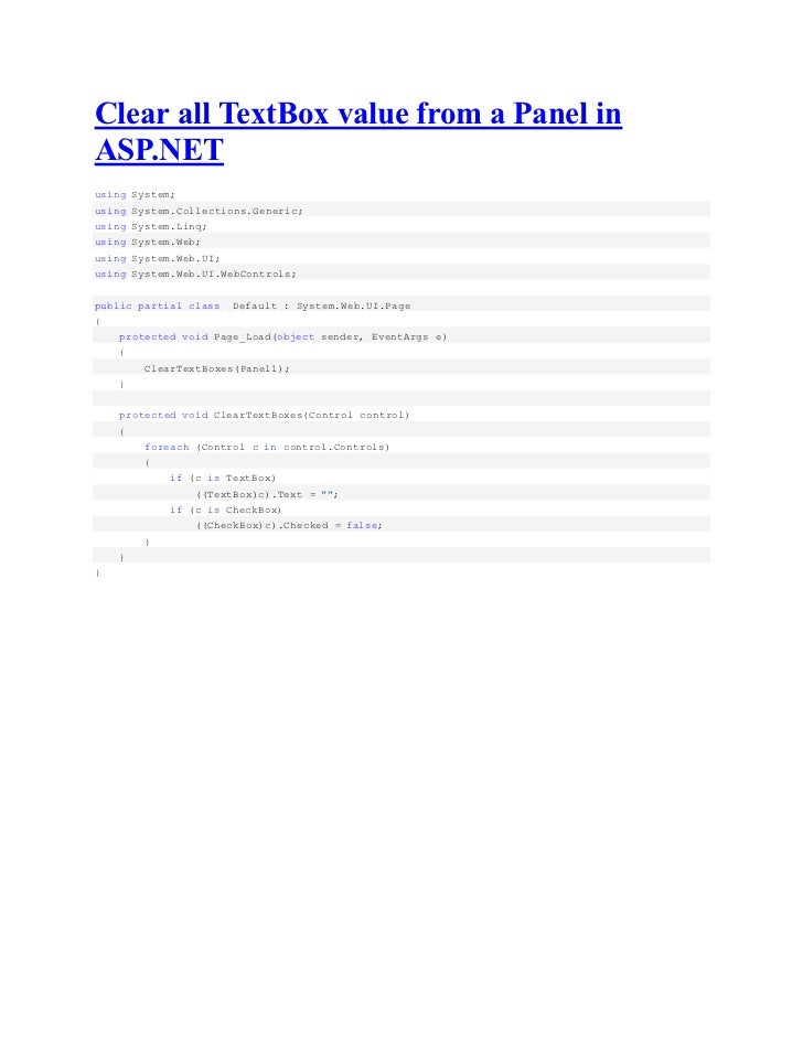 Clear All Text Box Value From A Panel In Asp clear-all-text-box-value-from-a-panel-in-asp