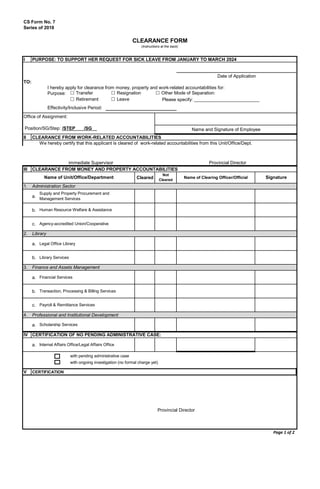 Clearance form in government offices, regulated by the Civil Service ...